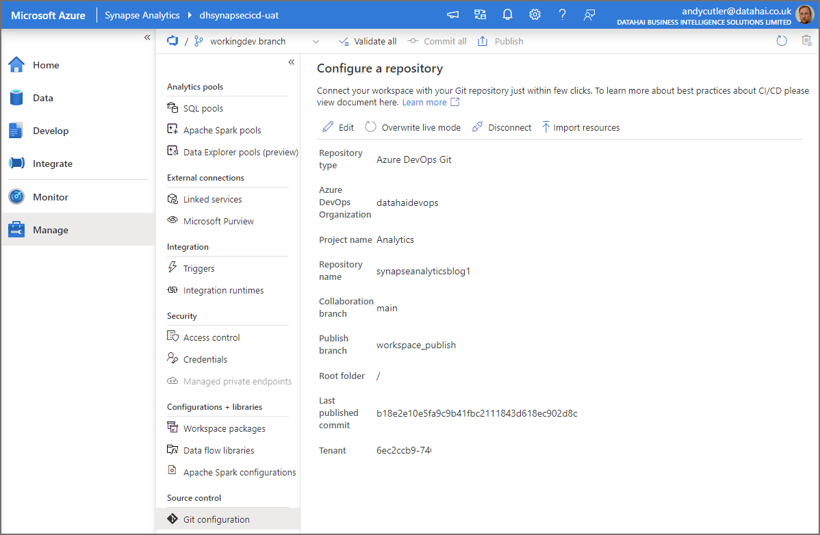 Mastering Dp 500 Exam Configuring Synapse Analytics Source Control With Azure Devops